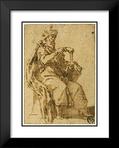 ArtDirect Cesare Nebbia 14x18 Black Modern Frame and Double Matted Museum Art Print Titled - Samuel Enthroned (1586-89)