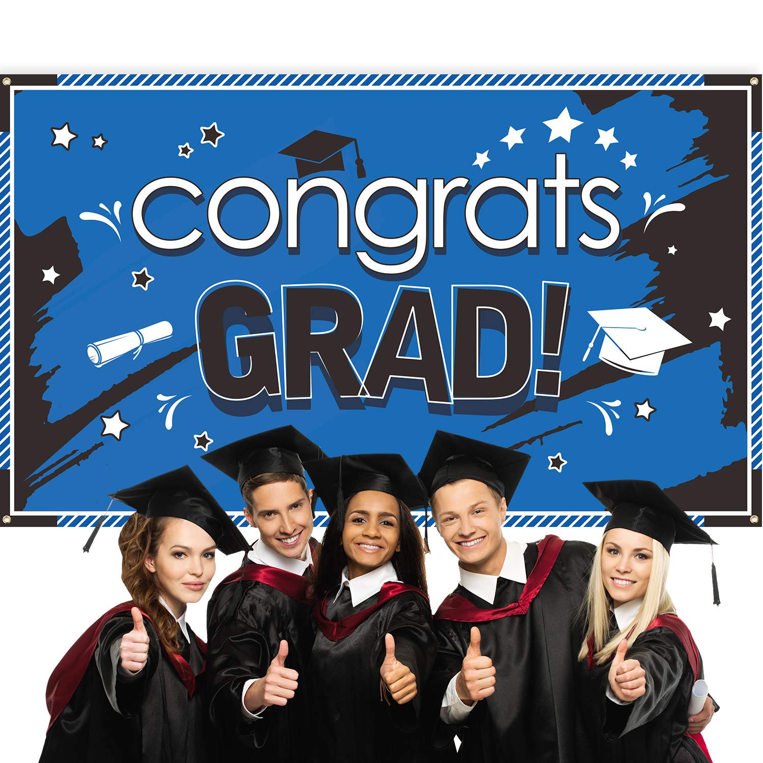 Graduation Banner 2022 Congrats Grad Banner for Graduation Party Supplies 2022, Large 70.87 x 43.31 Inch Graduation Decorations Fabric Graduation Backdrop(Blue)