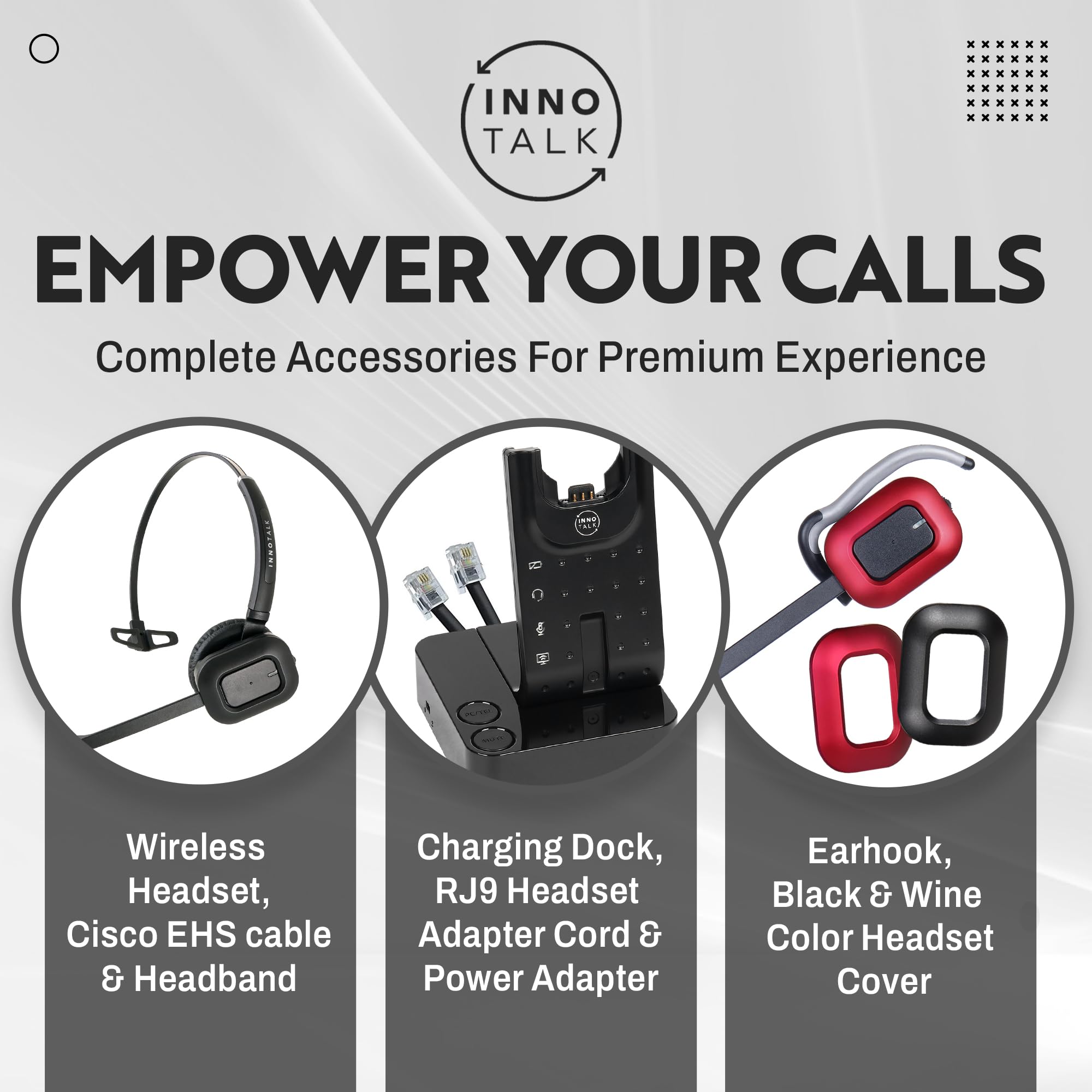 INNOTALK Wireless Headset Compatible with Cisco 6945 7942G 7945G 7962G 7965G 7975G 7821 7841 7861 8811 8841 8845 Phone (Pioneer)