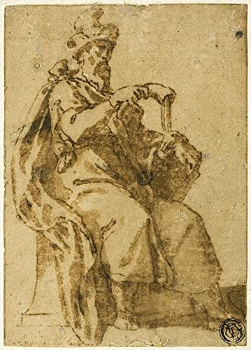 ArtDirect Cesare Nebbia 14x18 Black Modern Frame and Double Matted Museum Art Print Titled - Samuel Enthroned (1586-89)
