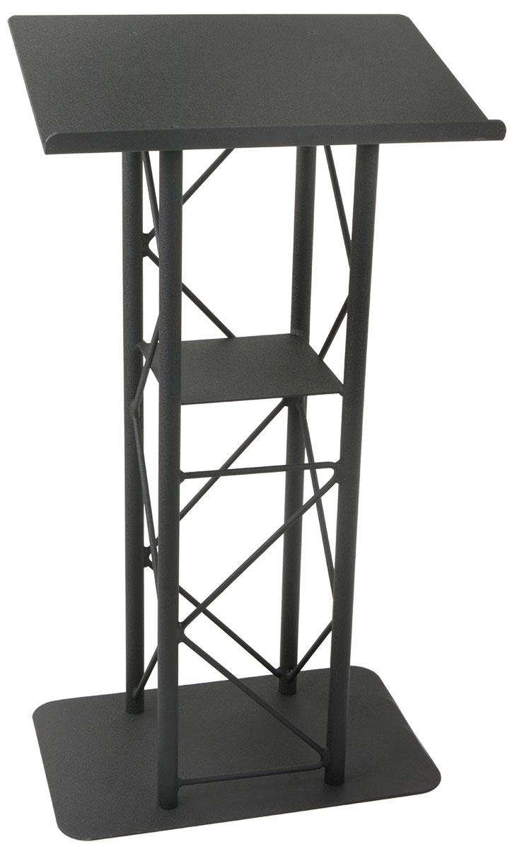 Displays2go 25" Black Truss Podium for Floor with Interior Shelf, Aluminum & Steel (LCT4PSTPBK)