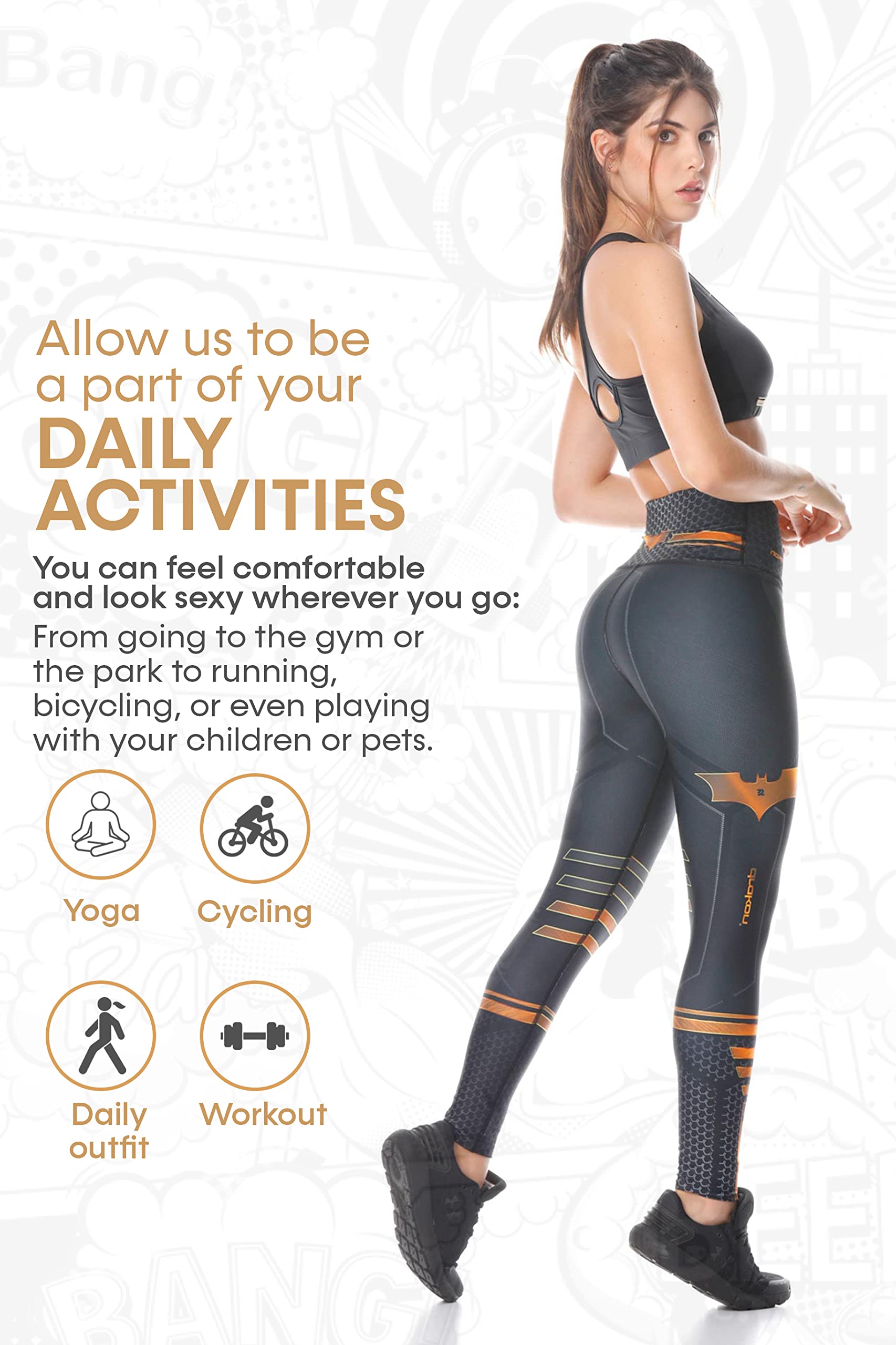 Active4U Drakon Wear Compression Leggings Pants for Women Drakon (Bat)