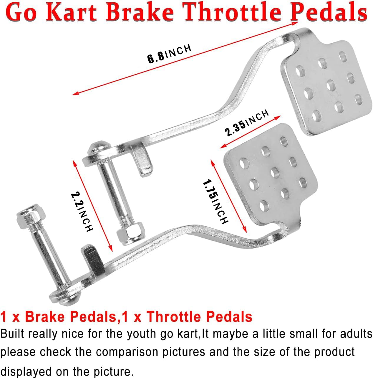 Wadoy Go Kart Brake Throttle Pedals with Automotive Steering Wheels, Upgrade 71" Cable with Return Springs Kit, Go Kart Accessories Go Kart Steering Kit