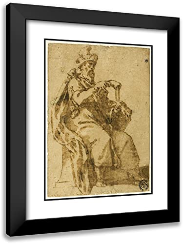 ArtDirect Cesare Nebbia 14x18 Black Modern Frame and Double Matted Museum Art Print Titled - Samuel Enthroned (1586-89)