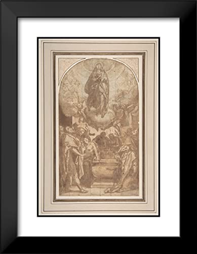 ArtDirect Cesare Nebbia 14x18 Black Modern Frame and Double Matted Museum Art Print Titled - The Assumption of the Virgin (1536-1614)