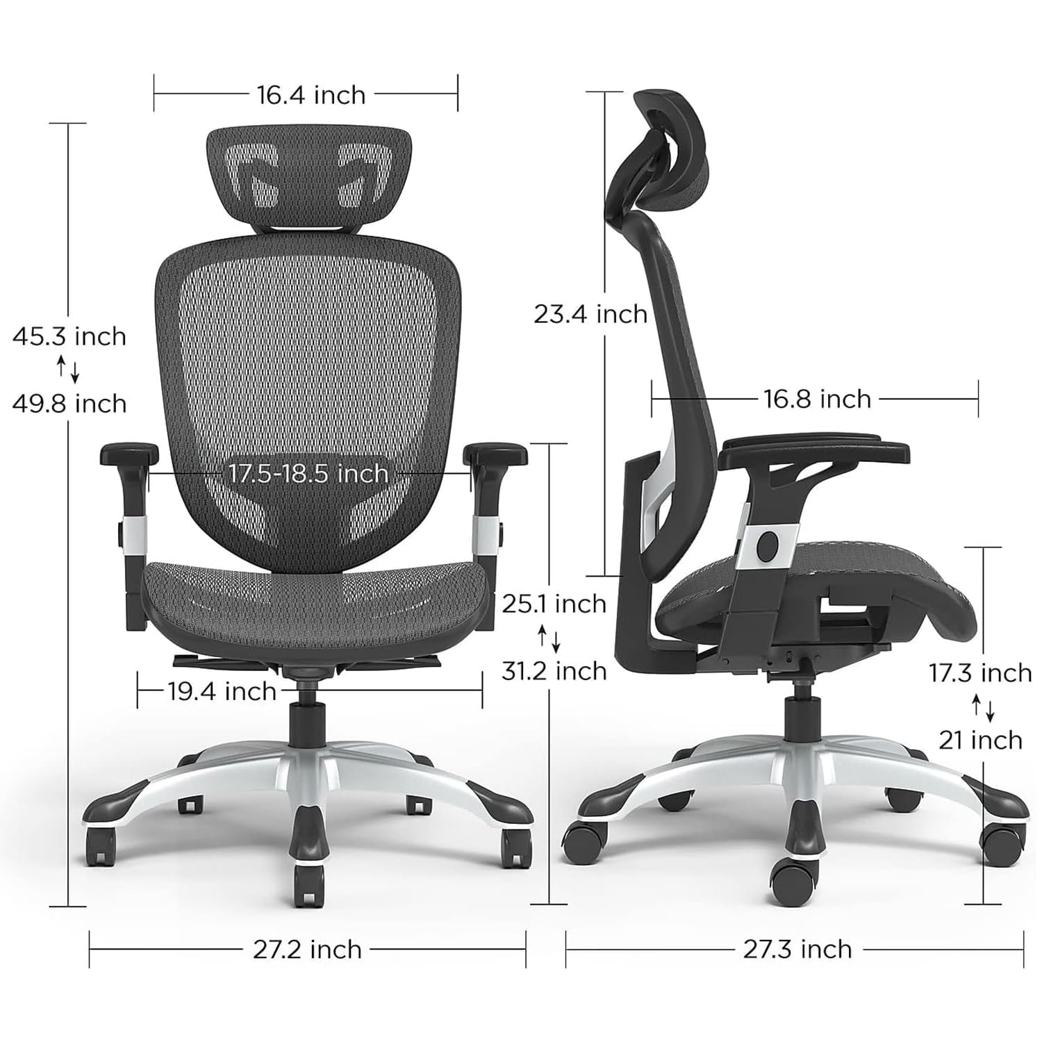 STAPLES Hyken Technical Task (Black, Sold as 1 Each) -Adjustable Breathable Mesh Material Provides Lumbar, arm and Head Support, Perfect Desk Chair for The Modern Office