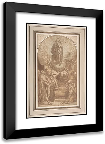 ArtDirect Cesare Nebbia 14x18 Black Modern Frame and Double Matted Museum Art Print Titled - The Assumption of the Virgin (1536-1614)
