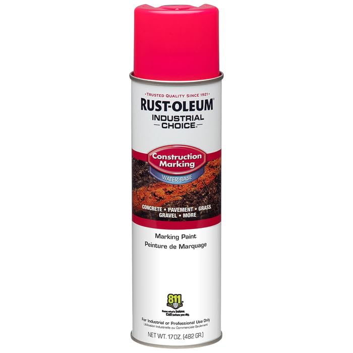 Rust-Oleum 264702-12PK Industrial Choice M1400 System Water-Based Construction Marking Paint, 17 oz, Fluorescent Pink, 12 Pack