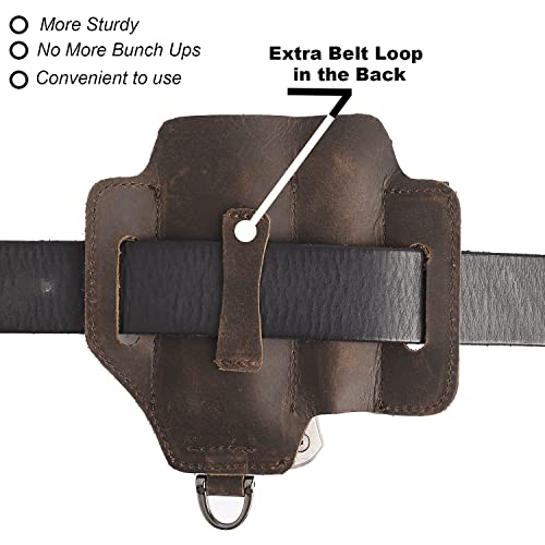 Topstache Leather Multitool Sheath,EDC Belt Organizer for Work and Daily Use,Leatherman Sheath,EDC Pocket Organizer for Flashlight and Multitool,Gifts for Men ,Leather Sheath for Multitool,Darkbrown