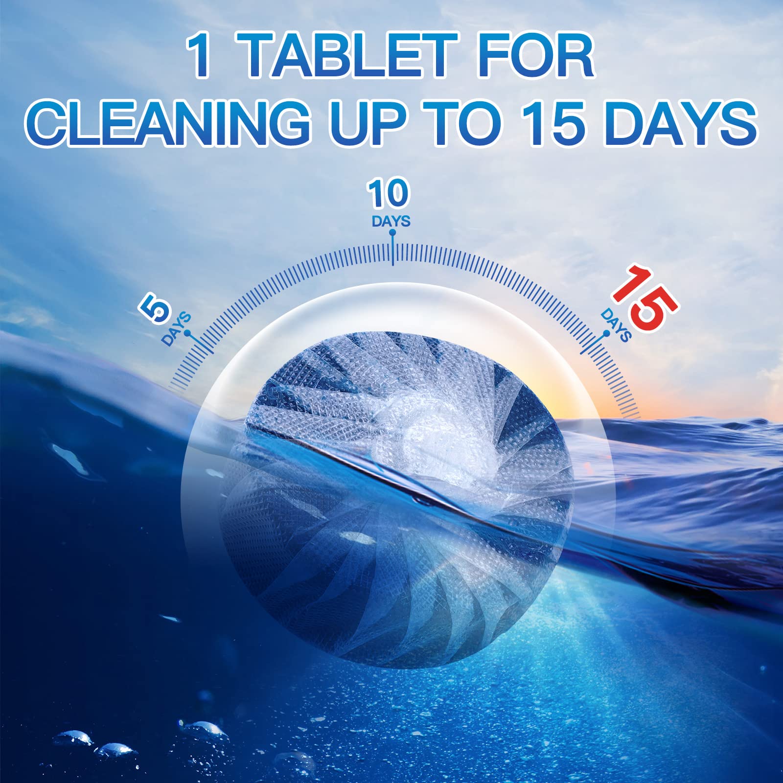 Vacplus Toilet Bowl Cleaners, Ultra-Clean Toilet Cleaners for Deodorizing & Descaling, Long-Lasting Blue Toilet Bowl Cleaner Tablets with Sustained-Release Technology Against Tough Stains (20 PACK)
