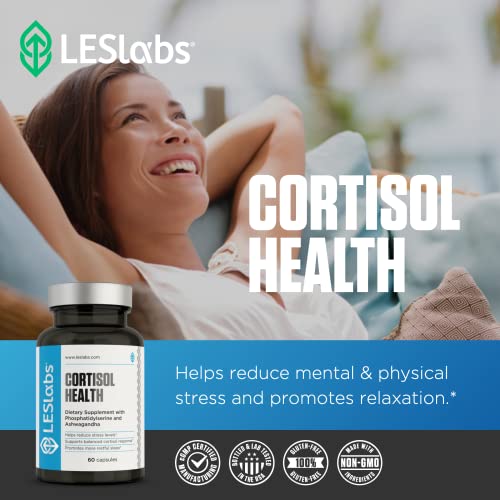 LES Labs Cortisol Health โ Stress Relief, Balanced Cortisol Response, Relaxation & Deep Sleep โ Phosphatidylserine, Magnesium, Magnolia Bark, Rhodiola Rosea & Ashwagandha โ 60 Capsules