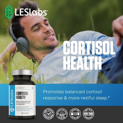 LES Labs Cortisol Health โ Stress Relief, Balanced Cortisol Response, Relaxation & Deep Sleep โ Phosphatidylserine, Magnesium, Magnolia Bark, Rhodiola Rosea & Ashwagandha โ 60 Capsules