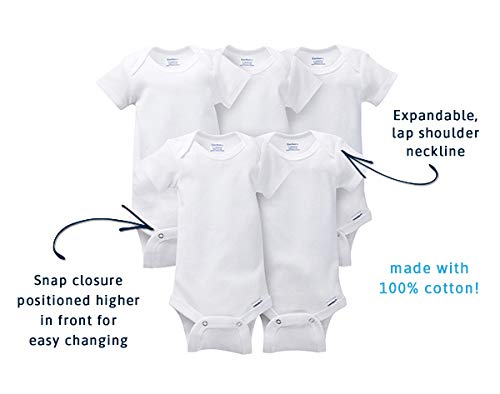 Gerber Baby 8-Pack Short Sleeve Onesies Bodysuits, Solid White, 3-6 Months