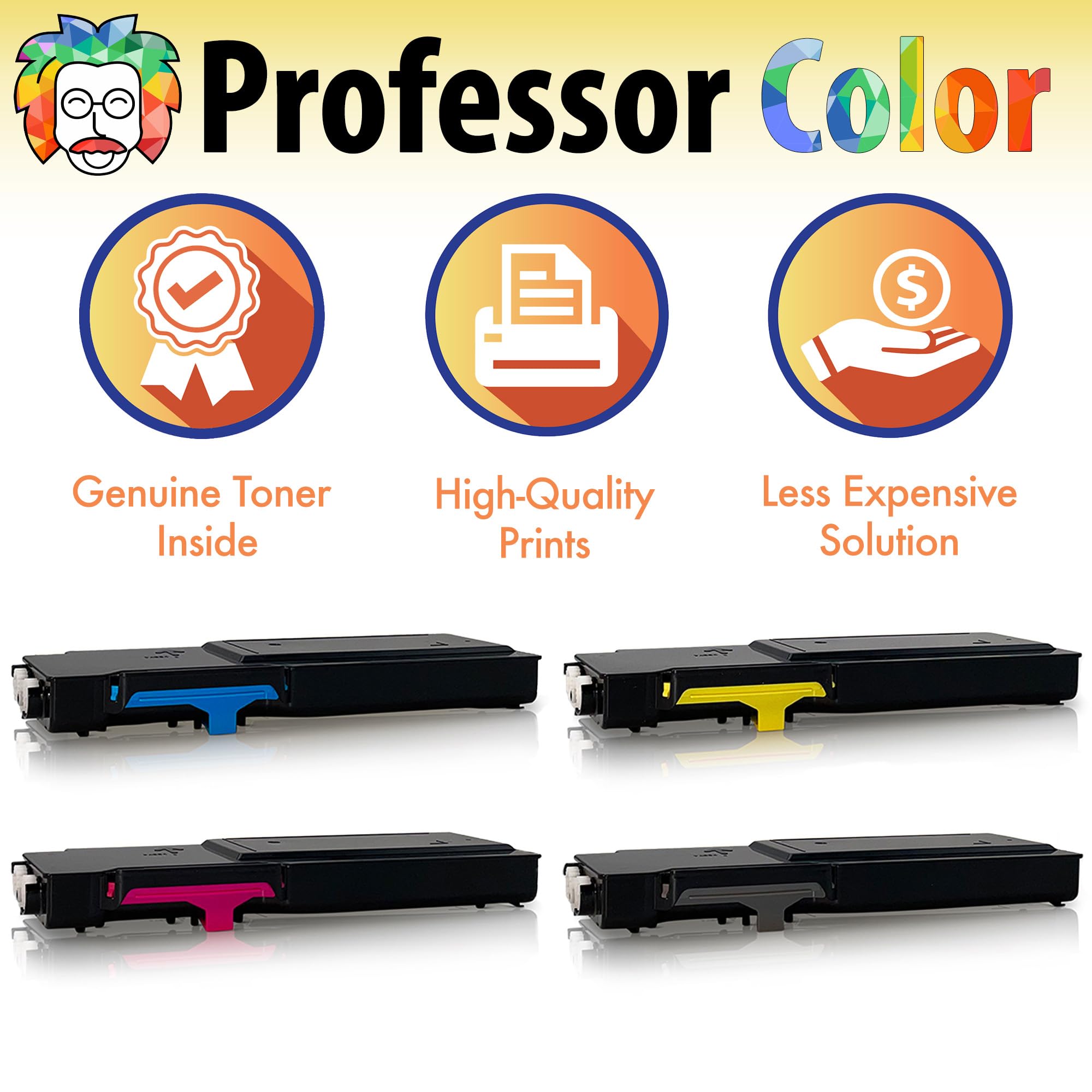 Professor Color Re-Coded OEM Toner Cartridge Replacement for Xerox VersaLink C405 C400 C400D C400DN MFP C405DN C405N C405 | 106R03524 106R03525 106R03526 106R03527 - Extra High Yield 4 Pack