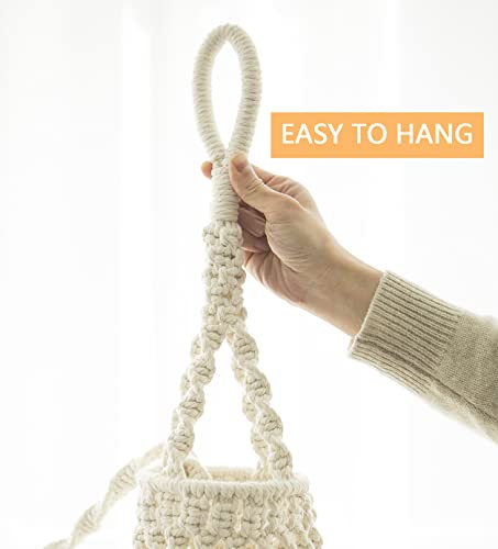 Amdermi Macrame Hanging Shelf Hanging Rope Shelf Indoor with Boho Lamp Shade Floating Square Shelves Decorative Shelf Table Holder Planter Display Rack Boho Home Decor. Ceiling Mount Rope Shelf