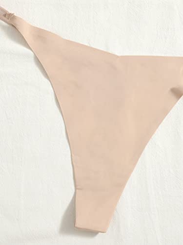 Verdusa Women's Seamless Thong 7pack No Show Underwear Panties Set Multi Nude Brown M