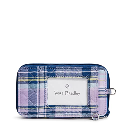 Vera Bradley Women's Cotton Smartphone Wristlet With RFID Protection, Amethyst Plaid - Recycled Cotton, One Size