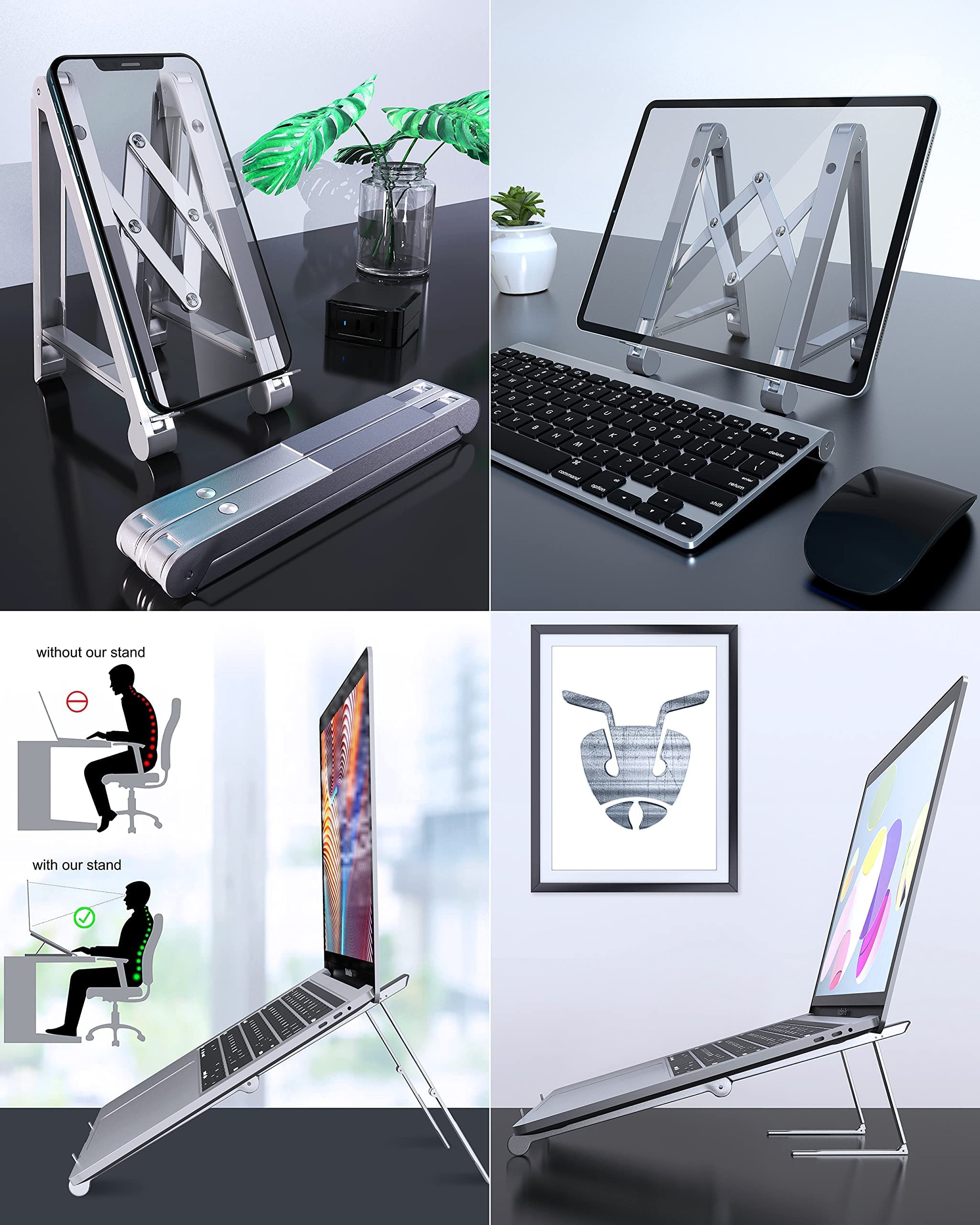 ElfAnt Laptop Stand Adjustable Portable Aluminum Compatible with Tablet Phone