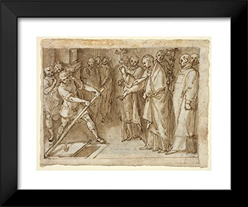 ArtDirect Cesare Nebbia 24x20 Black Modern Framed Art Print Titled Saint Charles Borromeo Supervising The Opening of a Crypt