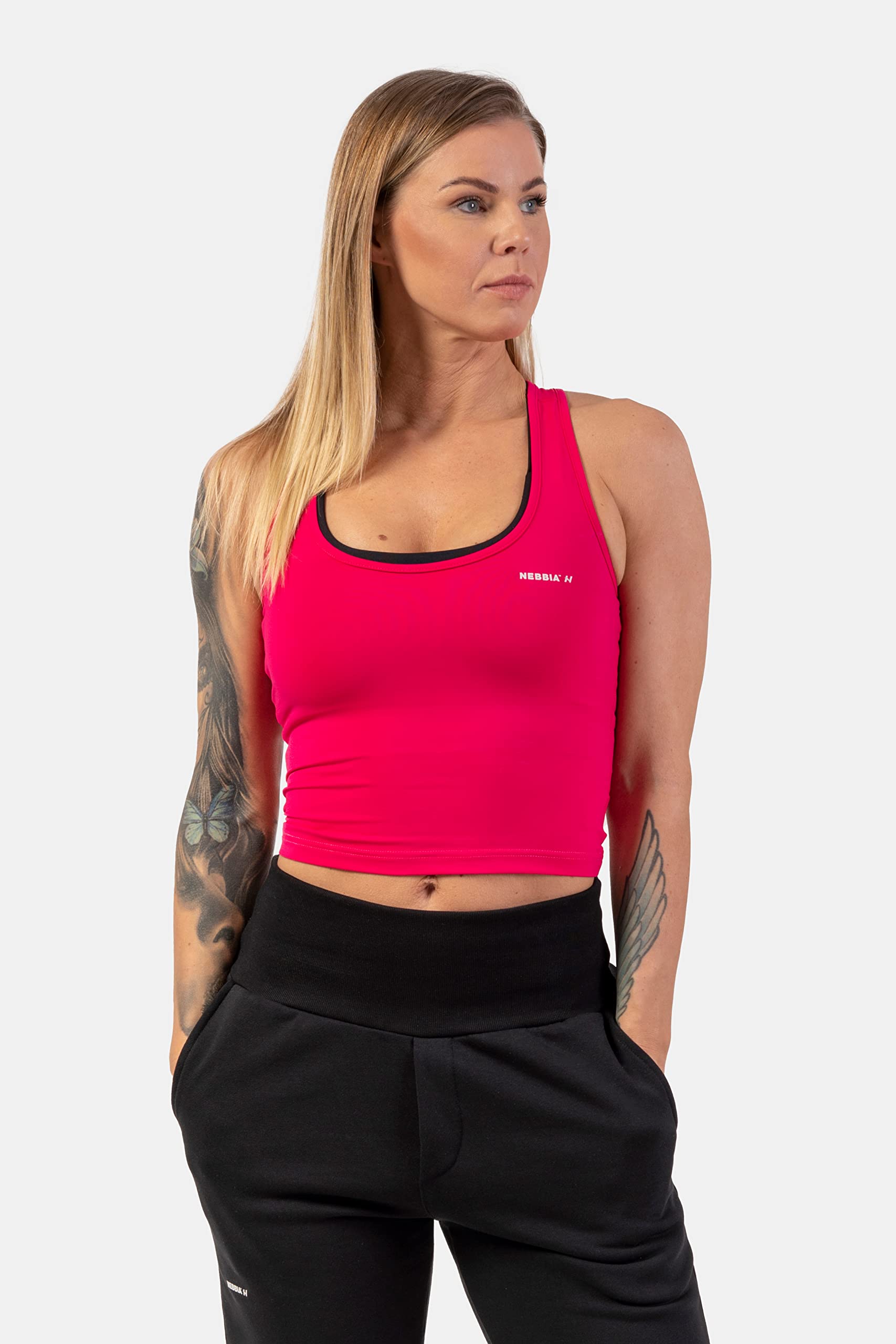 NEBBIA Sporty Slim-Fit Crop Tank Top 422 Pink