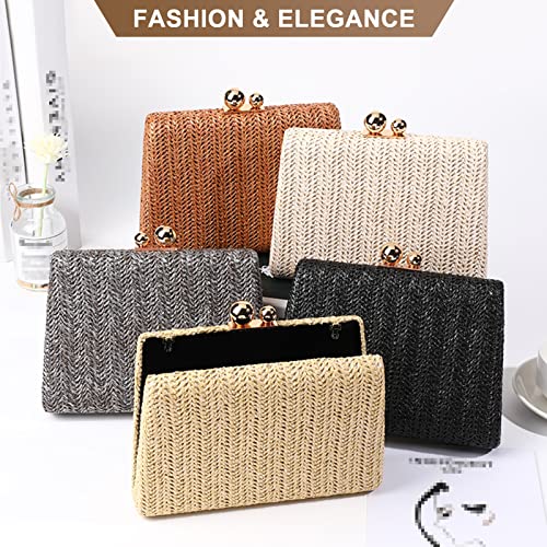 Women Evening Bag Elegant Woven Clutch Classic Purses Formal Wedding Party Shoulder Bags Prom Handbags (Black)