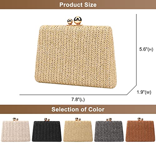 Women Evening Bag Elegant Woven Clutch Classic Purses Formal Wedding Party Shoulder Bags Prom Handbags (Black)