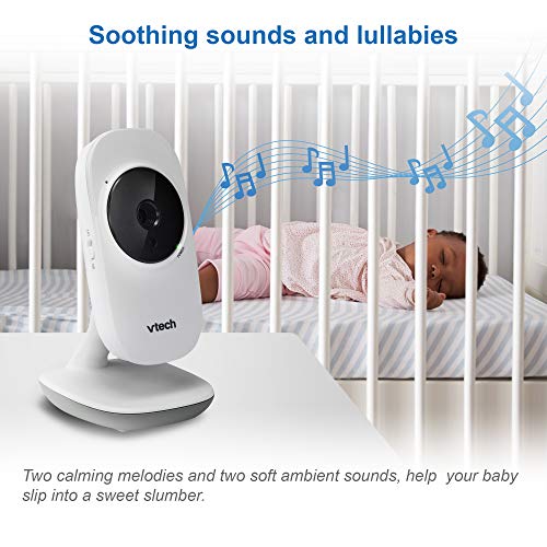 VTech VM350 Video Monitor with Battery Supports 12-hr Video-Mode, 21-hr Audio-Mode, 5" Screen, 1000ft Long Range, Bright Night Vision, 2-Way Talk, Auto-on Screen, Lullabies