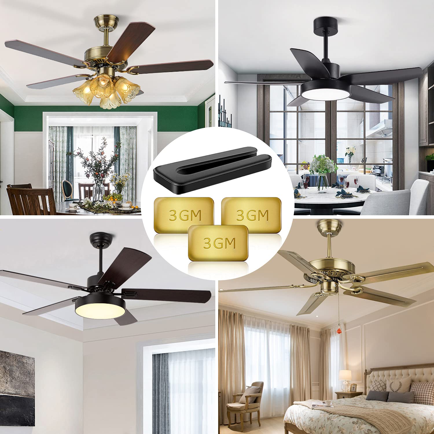 HFYHWT 20PCS Ceiling Fan Balancing Kit, 5 Sets High Calibration Blade Balance Tool Including 5 Pcs Resilient Clips and 15 Pcs Metal Self-Adhesive 3G Weight