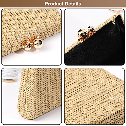 Women Evening Bag Elegant Woven Clutch Classic Purses Formal Wedding Party Shoulder Bags Prom Handbags (Black)
