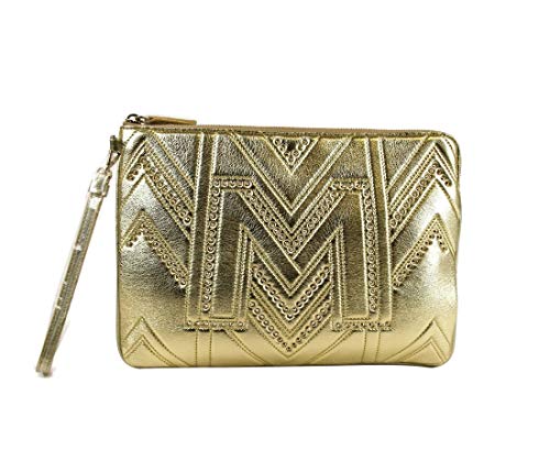 MCM Women's Munichi Gold Metallic Leather Medium Pouch Wristlet MYZ9SKL02DA001