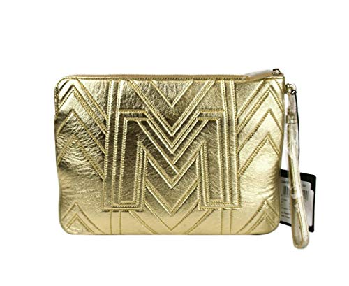 MCM Women's Munichi Gold Metallic Leather Medium Pouch Wristlet MYZ9SKL02DA001