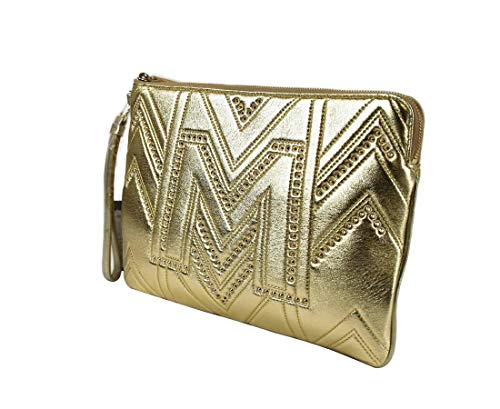 MCM Women's Munichi Gold Metallic Leather Medium Pouch Wristlet MYZ9SKL02DA001