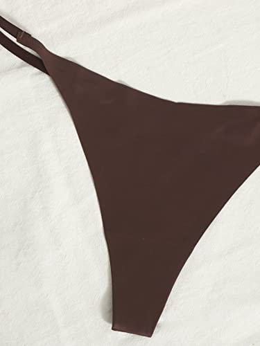 Verdusa Women's Seamless Thong 7pack No Show Underwear Panties Set Multi Nude Brown M