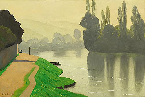 ZIMARO Quadri Moderni Stampe su Tela Poster Stampe Immagine Famoso dipinto Nebbia mattutina a Les Andelys di Felix Edouard Vallotton per Soggiorno 60x90cm