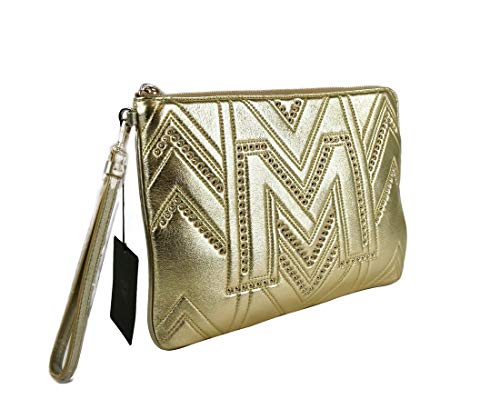 MCM Women's Munichi Gold Metallic Leather Medium Pouch Wristlet MYZ9SKL02DA001