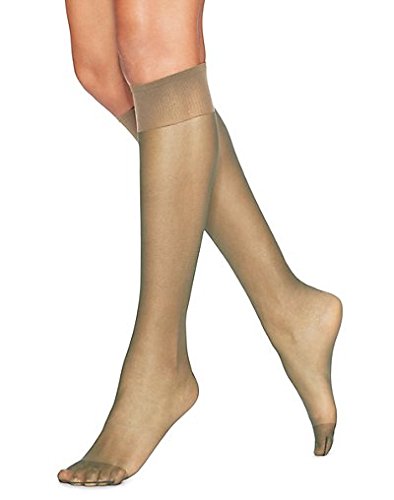 Hanes Silk Reflections Reinforced Toe Knee-Highs (Little Color/One Size) Pack of Two