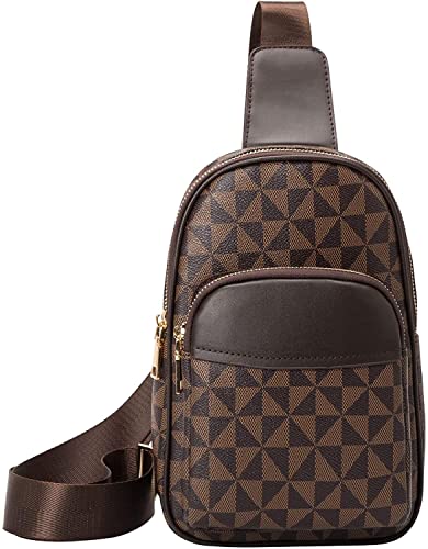 Anfei Sling Bag for Women Men PU Leather Sling Bag Small Sling Backpack Multipurpose Chest Bag Casual Daypack for Women Cycling Party Gift
