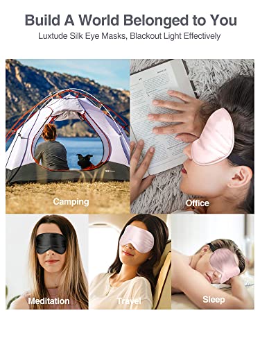 Luxtude Eye Mask for Sleeping, 1OO% Mulberry Silk Sleep Mask, Super Soft Satin Sleep Mask, Satin Eye Masks for Sleeping Blockout, Blindfold, Night Mask, Eye Cover, Eye Shades for Women Men, 2 Pack