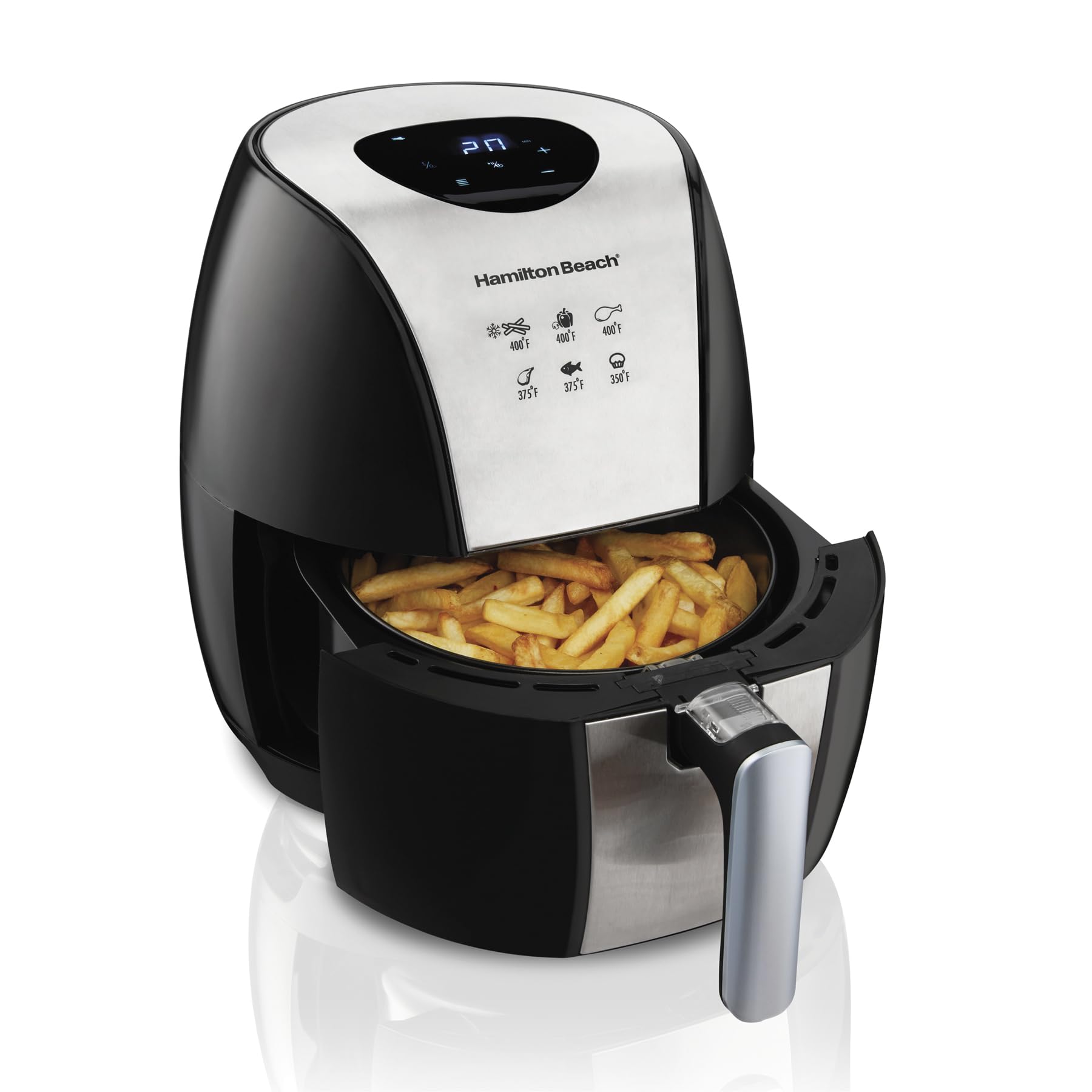 Hamilton Beach 3.2 Quart Digital Air Fryer Oven with 6 Presets, Easy to Clean Nonstick Basket, Black (35065)