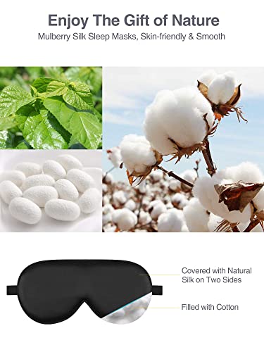 Luxtude Eye Mask for Sleeping, 1OO% Mulberry Silk Sleep Mask, Super Soft Satin Sleep Mask, Satin Eye Masks for Sleeping Blockout, Blindfold, Night Mask, Eye Cover, Eye Shades for Women Men, 2 Pack