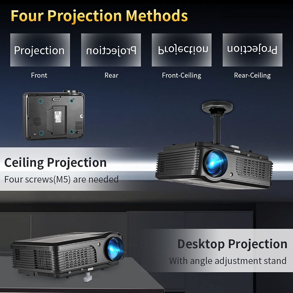 [-$151] 1080P Projector with WiFi Bluetooth, HD Outdoor Movie Projector Android OS 7500Lm Home Theater Support 4D Keystone/Zoom/200” Display Compatible with Phone/PC/Fire Stick/DVD/PS5/HDMI/USB