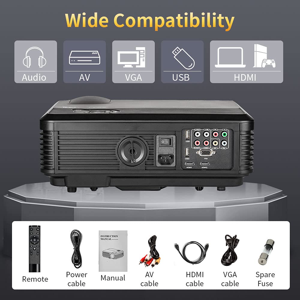 [-$151] 1080P Projector with WiFi Bluetooth, HD Outdoor Movie Projector Android OS 7500Lm Home Theater Support 4D Keystone/Zoom/200” Display Compatible with Phone/PC/Fire Stick/DVD/PS5/HDMI/USB