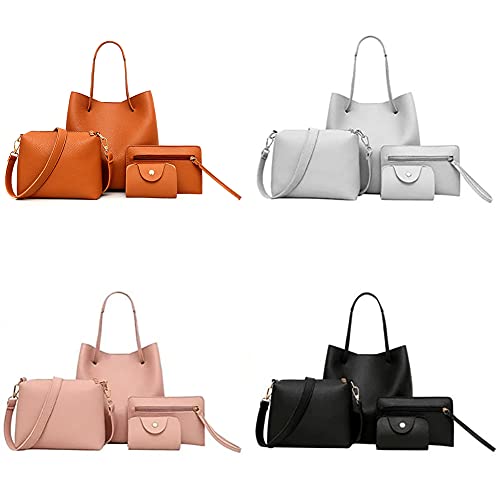 Women Fashion Handbags Wallet Tote Bag Shoulder Bag Purse Set 4pcs (black)