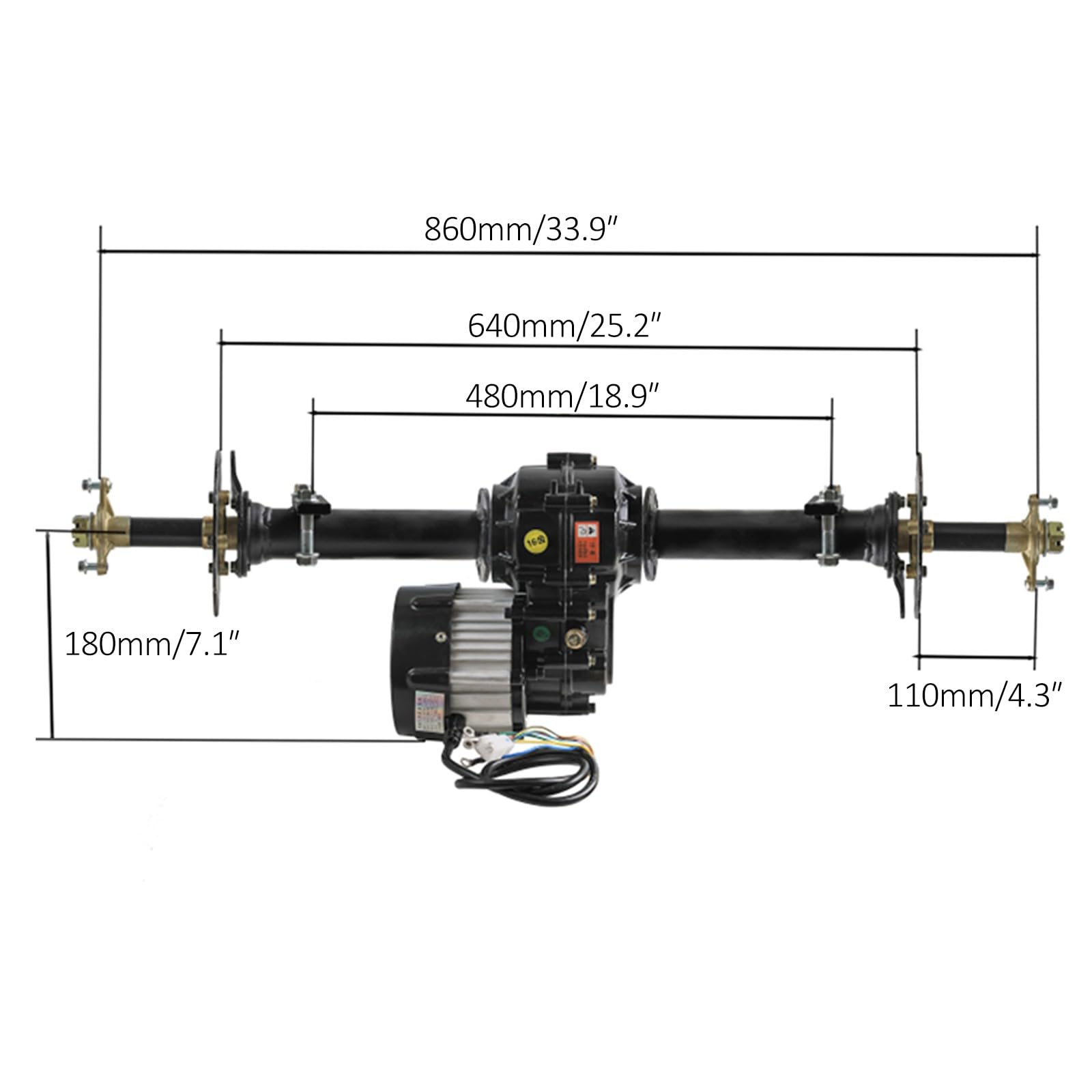 YC Yier Rear Differential Axle Kit 48V 1000W Electric Motor Controller Battery Hydraulic Brake 16x8-7 Wheels Tires DIY Parts For Go Kart Golf Cart ATV Quad Buggy Trike Tricycle 4 Wheeler… (40" Axle)