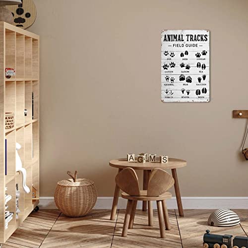 CrazySign Animal Tracks Field Guide Sign Log Cabin Wall Decor, Forest Hunting Decor, Boy Nursery Decor 8 x 12 Inch (211)