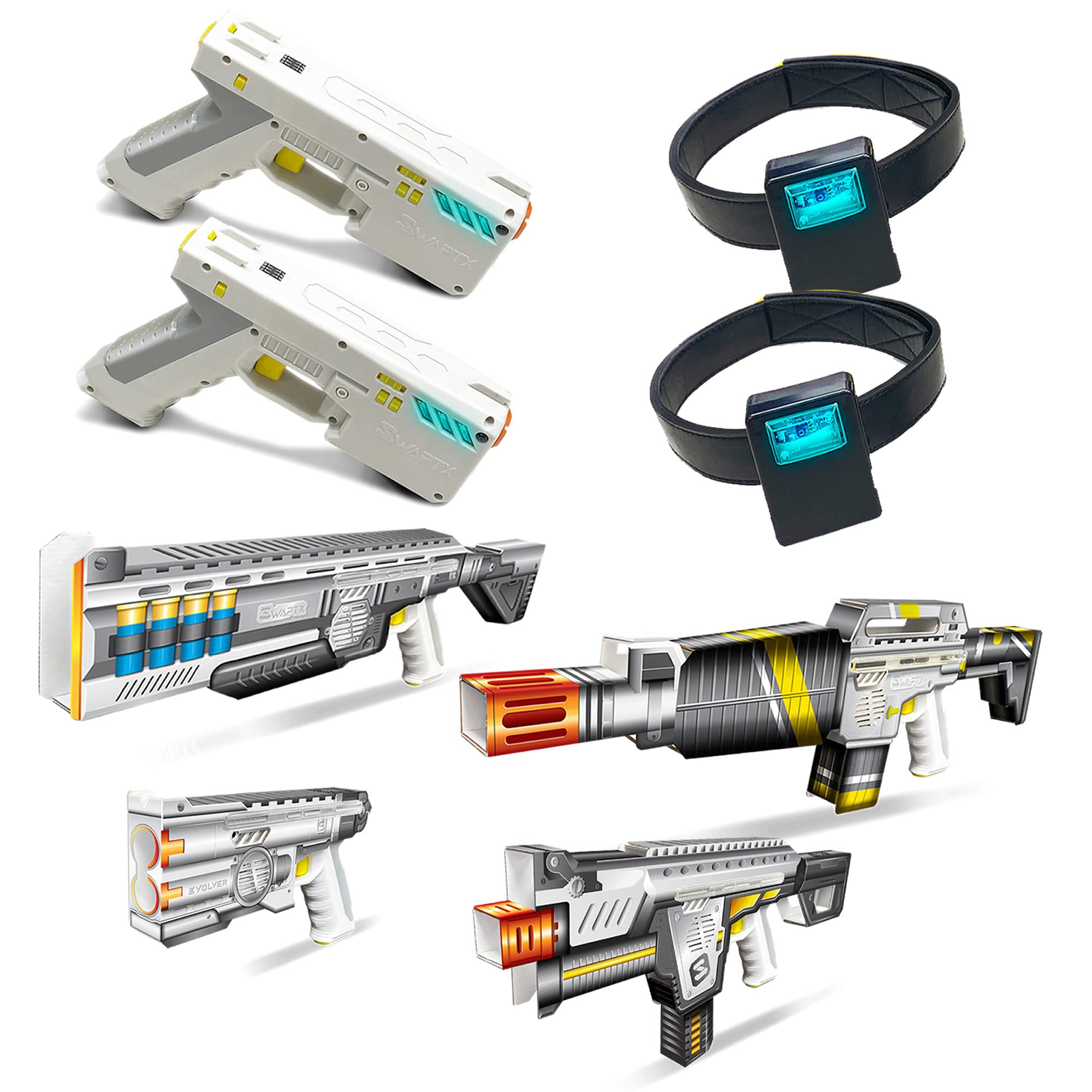 Evolver Laser Tag Gun with Headset Sensors | 2 Player Set | Backyard Royale Bundle | Swap Skins to Transform Your Blaster | The Only Swappable Skin Laser Tag System | Brought to You by Swaptx