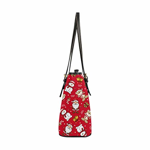 InterestPrint Christmas Santa and Bear Women's Stylish Tote Bag Travel Shoulder Bag