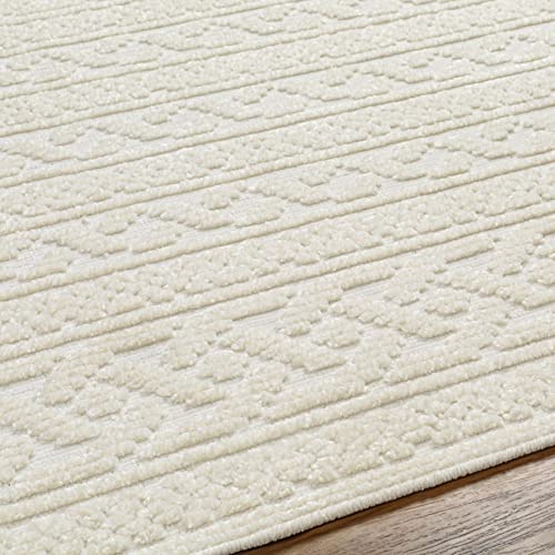 Mark&Day Washable Area Rugs, 5x7 Cedar Falls Bohemian/Global Cream Washable Area Rug, Beige / White Carpet for Living Room, Bedroom or Kitchen (5' x 7'2", Machine Washable )