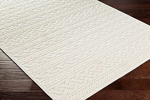 Mark&Day Washable Area Rugs, 5x7 Cedar Falls Bohemian/Global Cream Washable Area Rug, Beige / White Carpet for Living Room, Bedroom or Kitchen (5' x 7'2", Machine Washable )