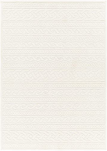 Mark&Day Washable Area Rugs, 5x7 Cedar Falls Bohemian/Global Cream Washable Area Rug, Beige / White Carpet for Living Room, Bedroom or Kitchen (5' x 7'2", Machine Washable )